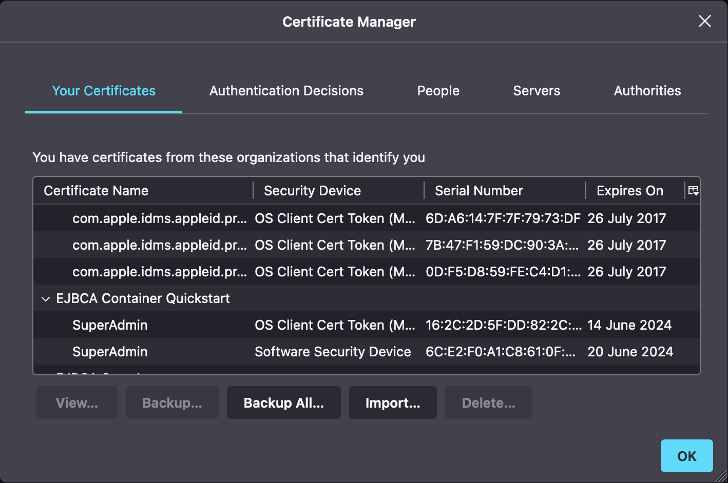 Quick Start Guide - Start EJBCA Container with Client Certificate Authenticated Access